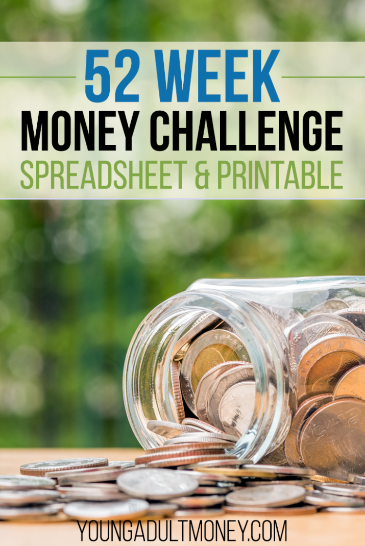 52 Week Money Challenge Spreadsheet and Printable | Young Adult Money