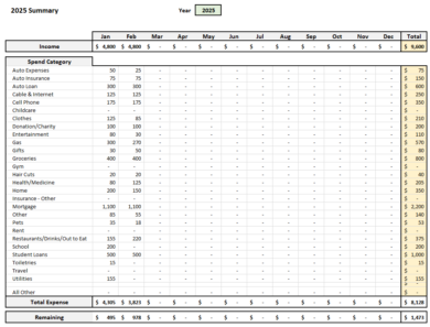Automated Budget Spreadsheet in Excel 2024